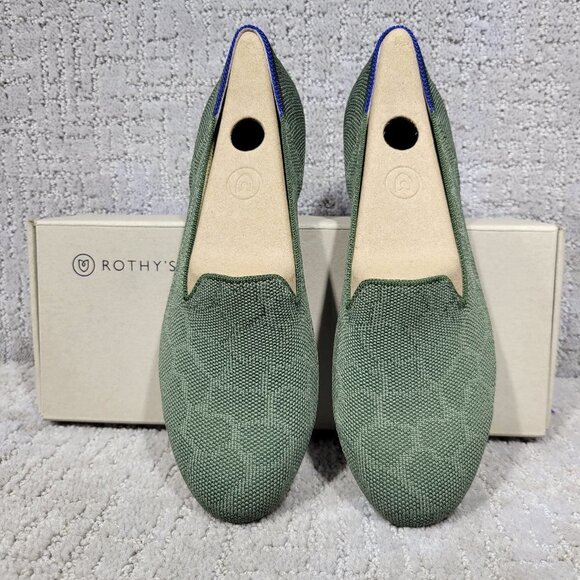Rothy's | Shoes | Rothys Green Flats With Blue Trim | Poshmark